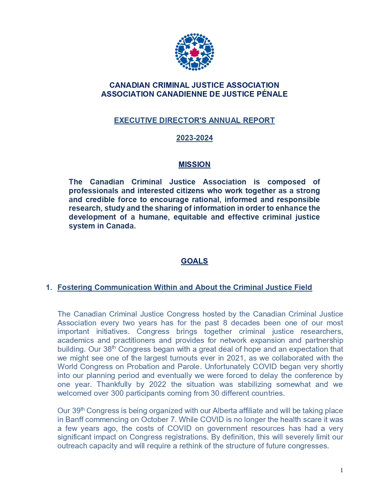 Executive Director’s Annual Report (2023-2024) – CCJA